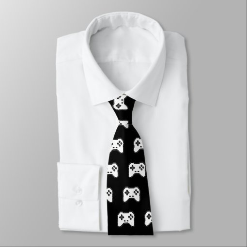Game Controller Black White 8bit Video Game Style Neck Tie | Zazzle