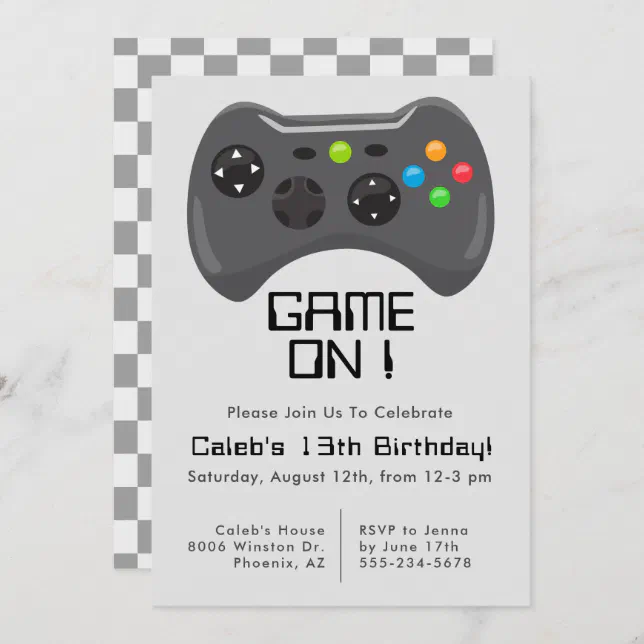 Game Controller Gamer Theme Boys Birthday Party Invitation | Zazzle
