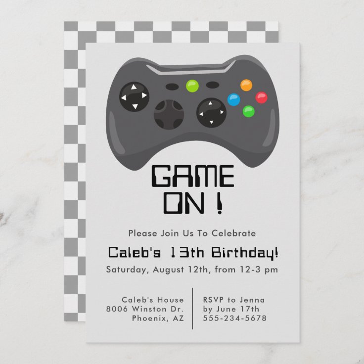 Game Controller Gamer Theme Boys Birthday Party Invitation | Zazzle