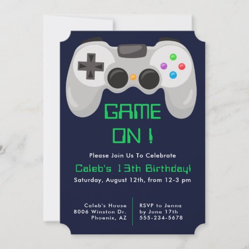 Game Controller Gamer Themed Boys Birthday Party Invitation | Zazzle