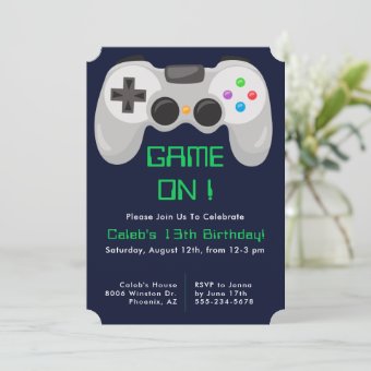 Game Controller Gamer Themed Boys Birthday Party Invitation | Zazzle