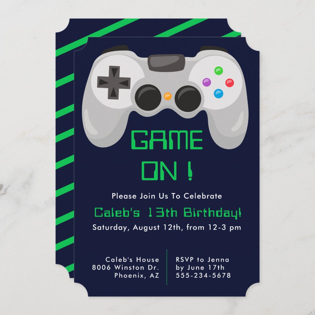 Game Controller Gamer Themed Boys Birthday Party Invitation | Zazzle
