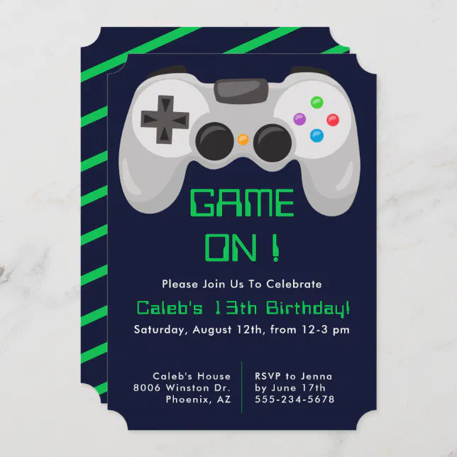 Game Controller Gamer Themed Boys Birthday Party Invitation | Zazzle