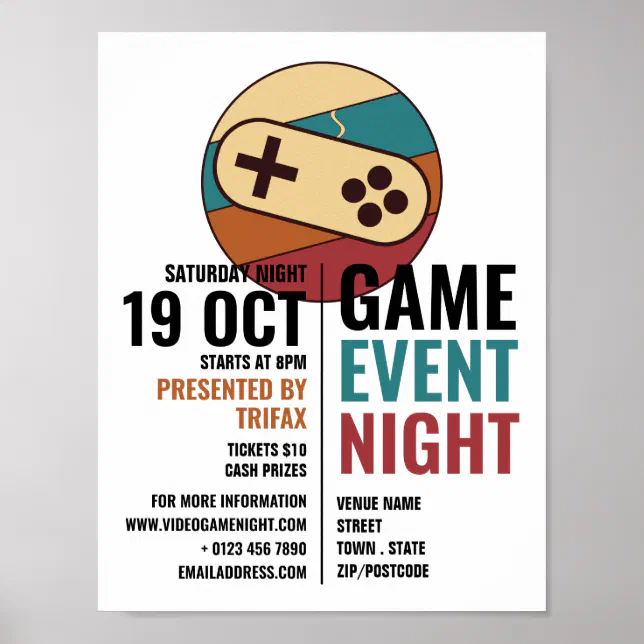 Game Controller Logo, Video Gamer Event Advert Poster | Zazzle