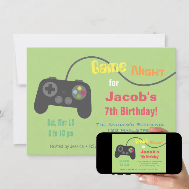 Game Controller Video Game Night Party Invitation | Zazzle
