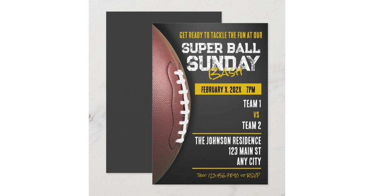 Game Day Super Ball Sunday Football Invitations | Zazzle