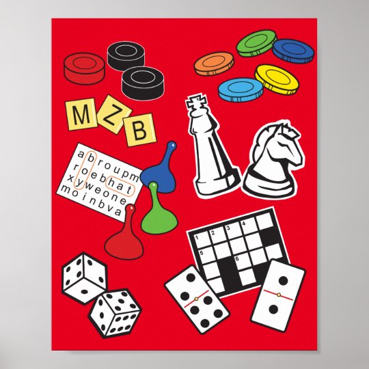 game Night, Board Games, and Word Puzzles Poster | Zazzle.com