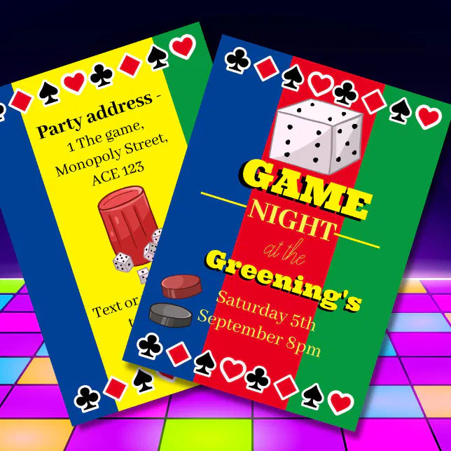 Game Night Party Casino Poker Family Games Invitation | Zazzle