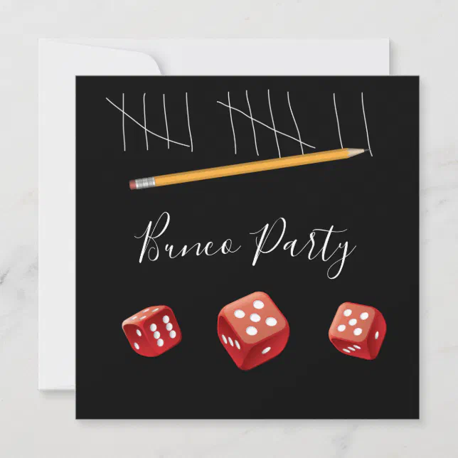 Game Night Red Dice Bunco Dice Party Invitation | Zazzle
