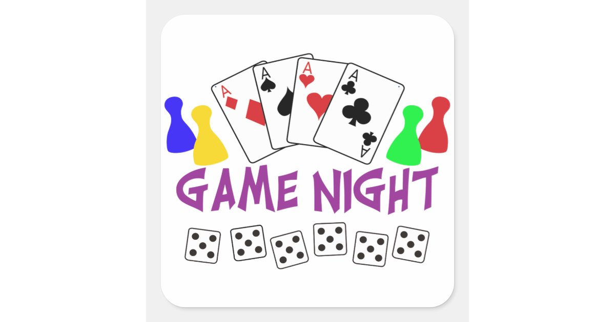 Game Night Square Sticker | Zazzle