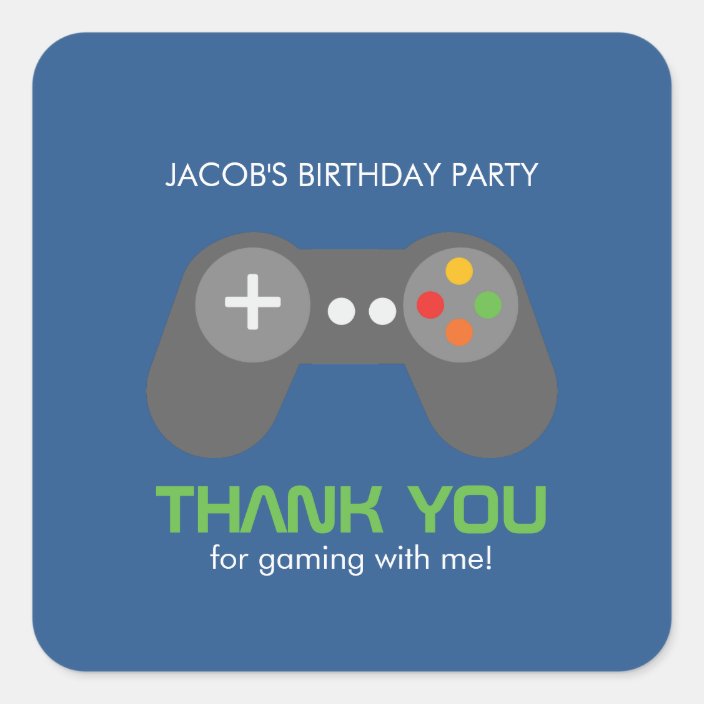 Game Night Theme Birthday Square Sticker | Zazzle.com