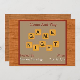 Game Night Tile Letters Invitation | Zazzle