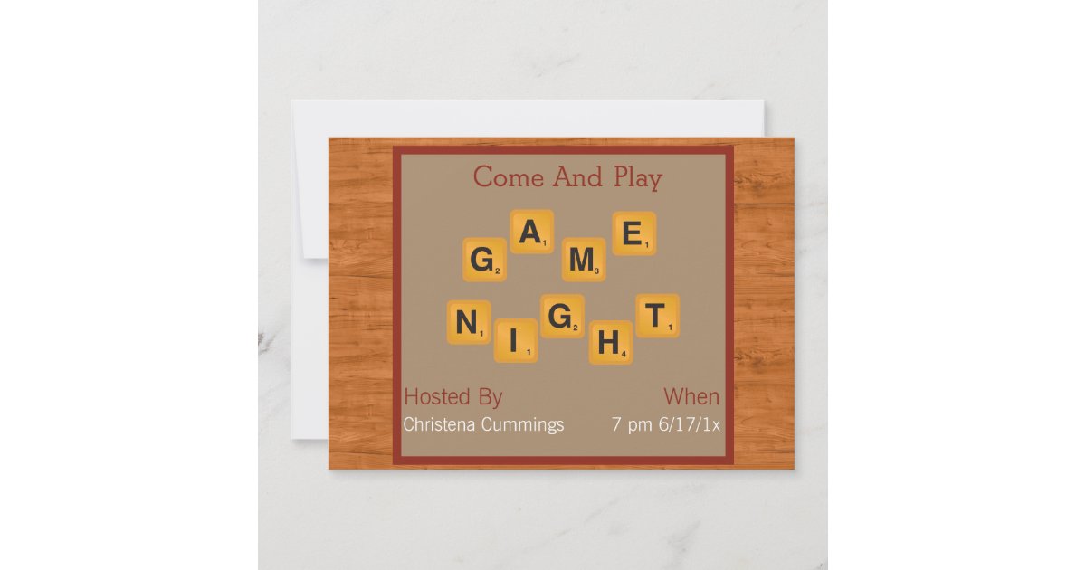 Game Night Tile Letters Invitation | Zazzle
