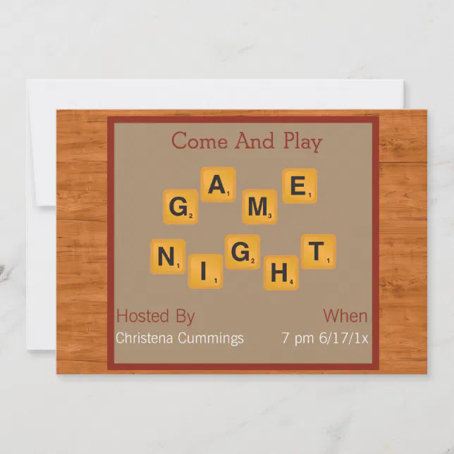 Game Night Tile Letters Invitation | Zazzle