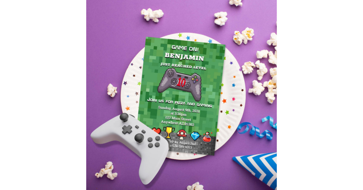 Game On Controller Gamer Birthday Party Invitation | Zazzle