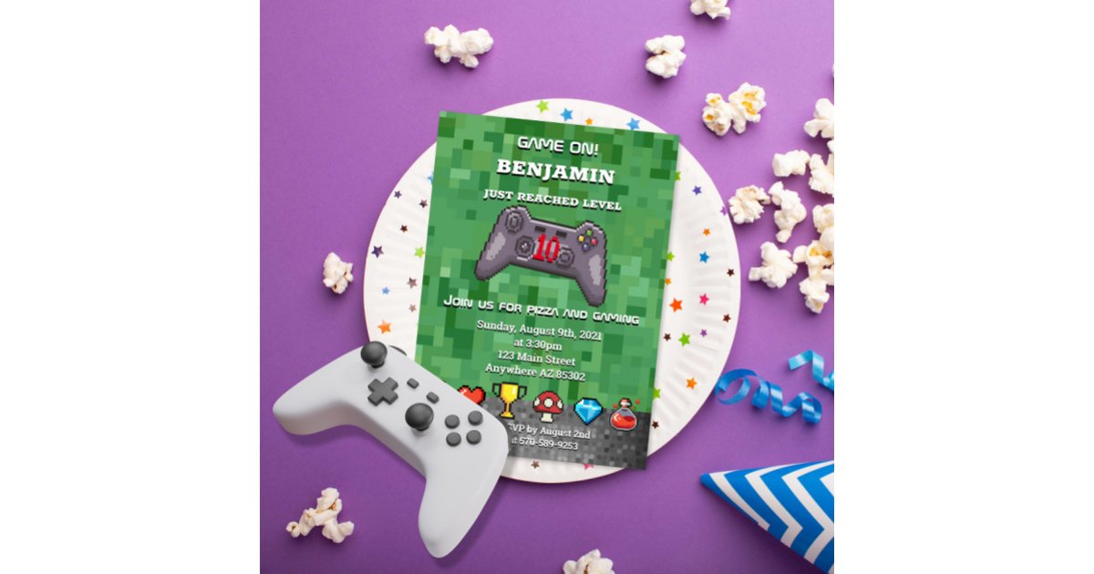 Game On Controller Gamer Birthday Party Invitation | Zazzle