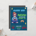 Game On Level Up Blue Video Game Birthday Party Invitation | Zazzle