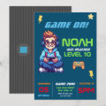 Game On Level Up Blue Video Game Birthday Party Invitation | Zazzle