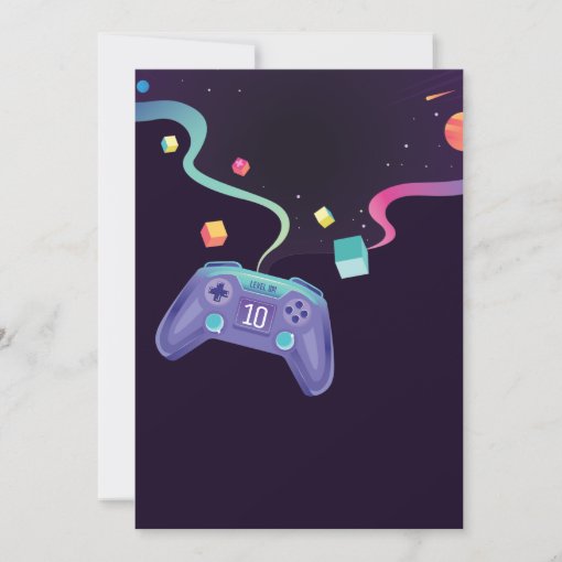 Game On Level Up Fun Video Game Birthday Party Invitation | Zazzle