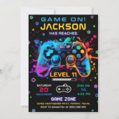 Game On Level Up Video Game Birthday Invitation | Zazzle
