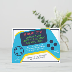 Game On & Level Up | Video Game Boy Birthday Party Invitation | Zazzle