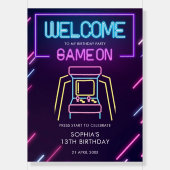 Game On Neon Arcade Games Birthday Welcome Sign | Zazzle
