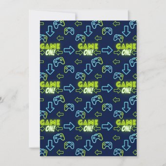 Game On Neon Glow Video Game Gaming Birthday Party Invitation | Zazzle