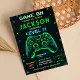 Game On Neon Video Game Birthday Party Invitation | Zazzle