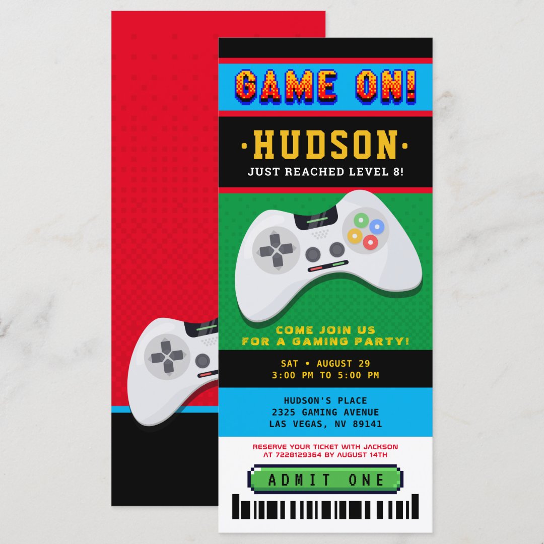 Game On Ticket Birthday Party Invitation | Zazzle