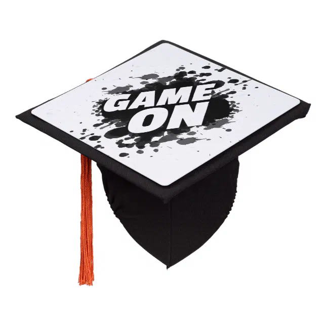 Game On Typography Modern Abstract Sports Graduation Cap Topper | Zazzle