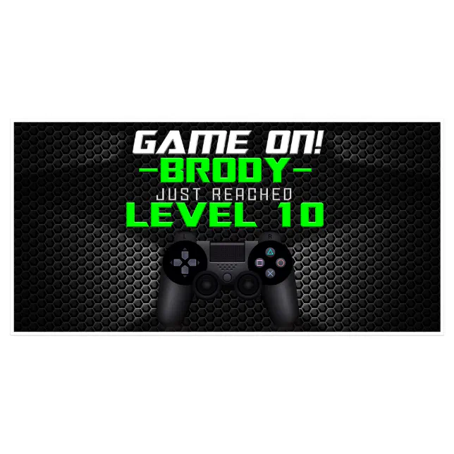 Game On Video Game Birthday Banner Neon Green | Zazzle