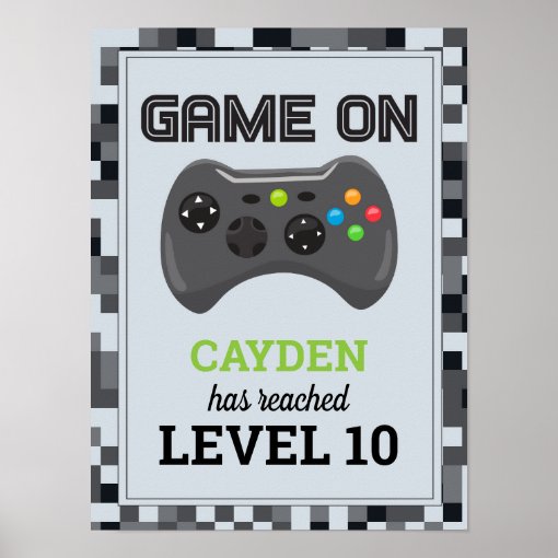 Game On Video Game Birthday Poster Level Up | Zazzle