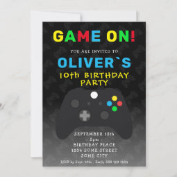 Game On Video Game Controller Gaming Birthday Invitation | Zazzle