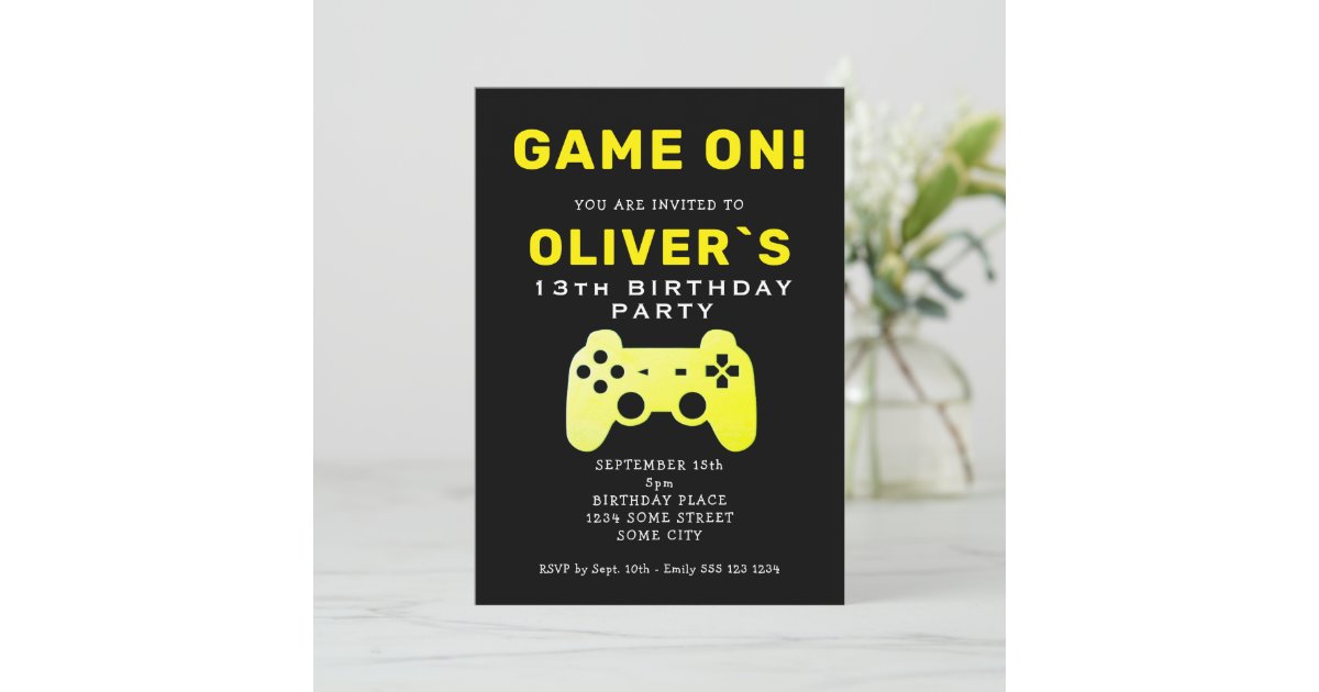 Game On Video Game Controller Gaming Birthday Invitation | Zazzle