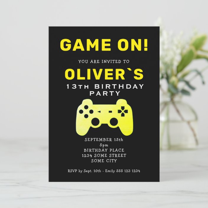 Game On Video Game Controller Gaming Birthday Invitation | Zazzle.com