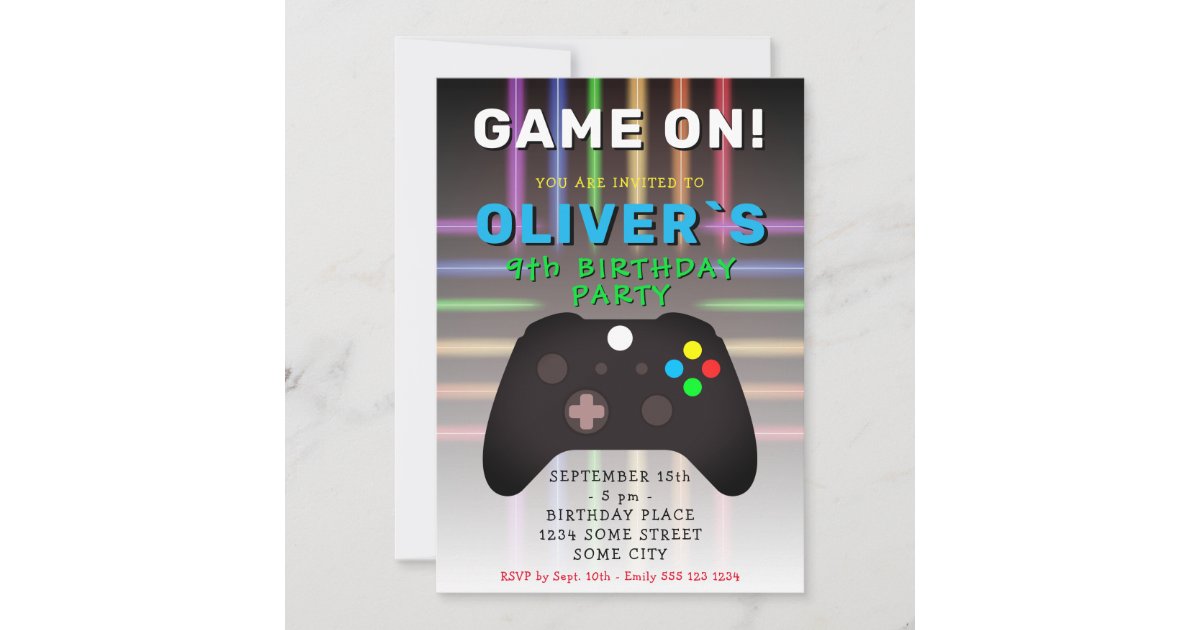 Game On Video Game Controller Gaming Birthday Invitation | Zazzle