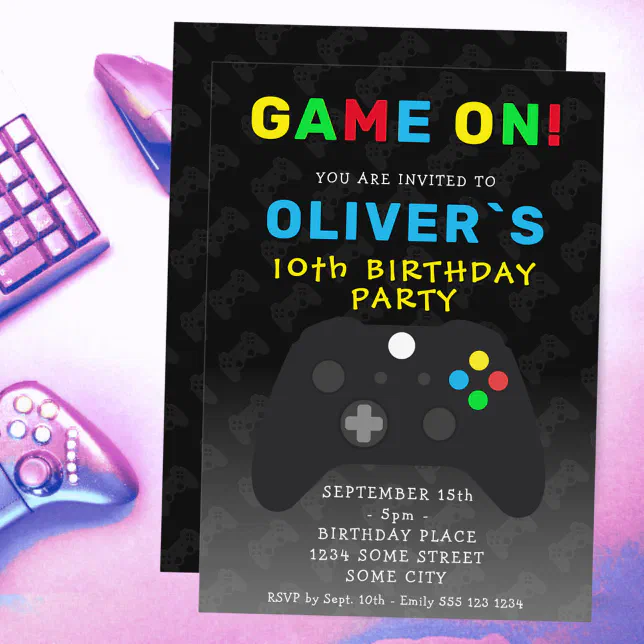Game On Video Game Controller Gaming Birthday Invitation | Zazzle