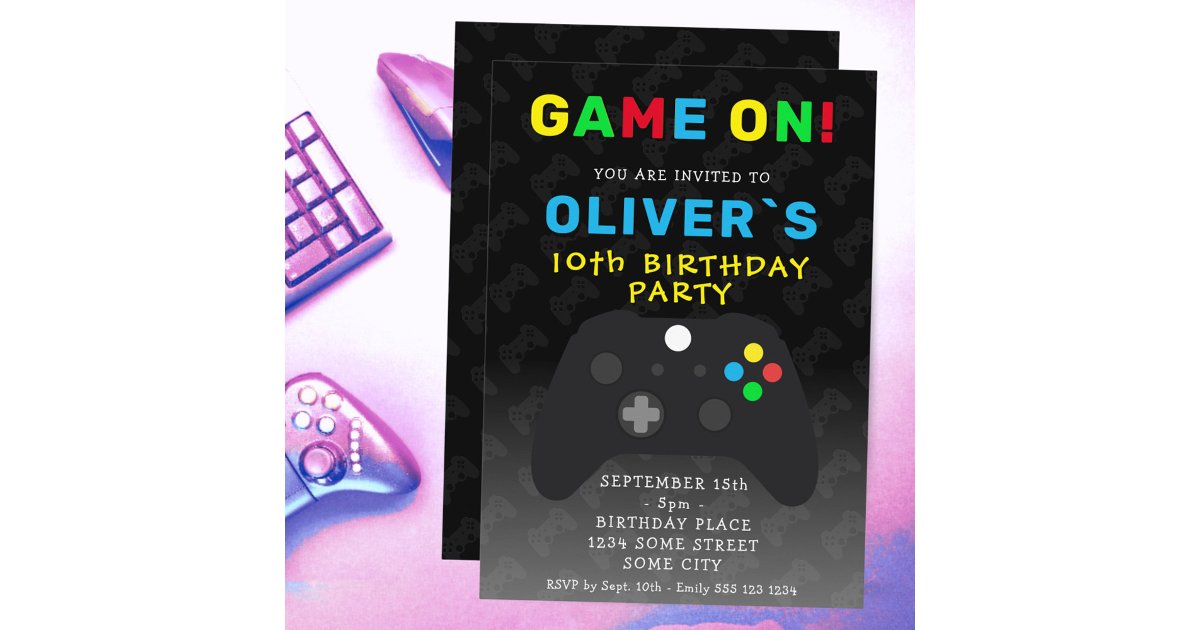 Game On Video Game Controller Gaming Birthday Invitation | Zazzle