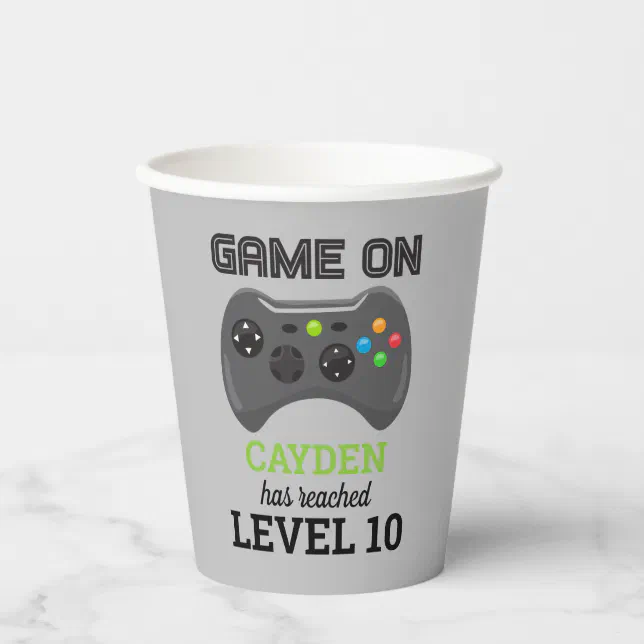 Game On Video Game Level Up birthday Paper Cups | Zazzle