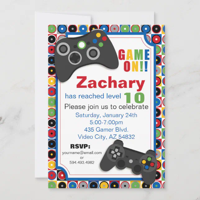Game On! Video Game theme Birthday Party Invitatio Invitation | Zazzle