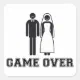 Game over, bride and groom, wedding couple square sticker | Zazzle