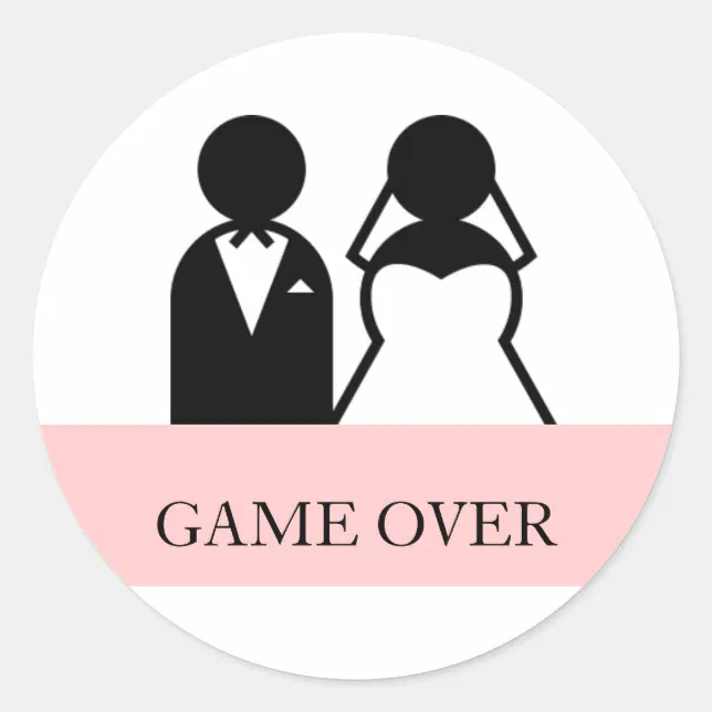 Game Over Bride Groom Clipart Wedding Stickers | Zazzle