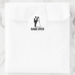 Game Over Bride Groom Wedding Classic Round Sticker | Zazzle