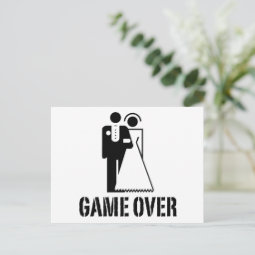Game Over Bride Groom Wedding Postcard | Zazzle