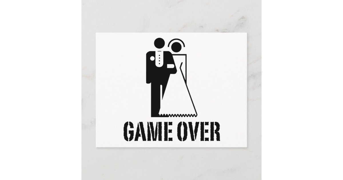 Game Over Bride Groom Wedding Postcard | Zazzle