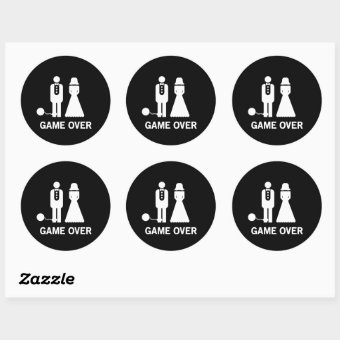 Game Over Classic Round Sticker | Zazzle