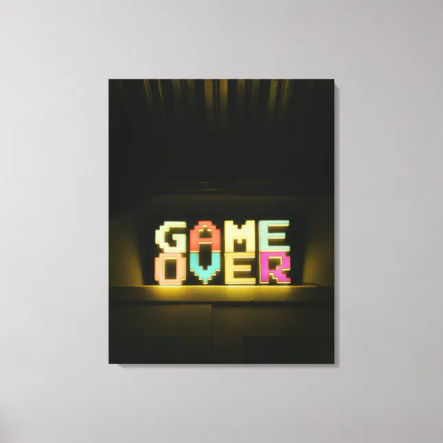Game Over Cute Simple Pixel Art Pixel Arts Easy De Canvas Print | Zazzle