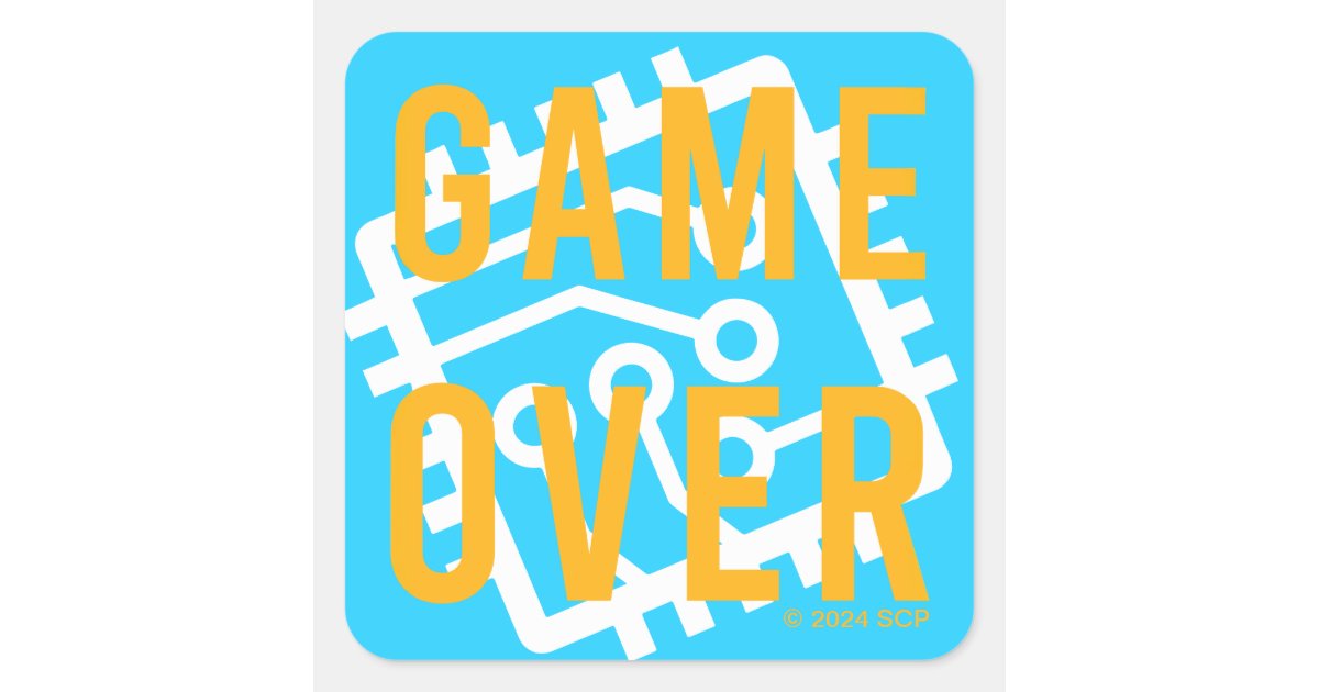 Game Over Digital Circuit Square Sticker | Zazzle