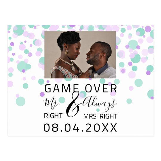 Game Over Funny Save The Date Wedding Dots Photo Postcard | Zazzle.com