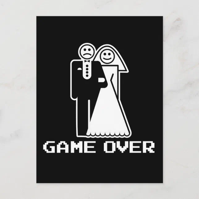 Game Over Marriage Game Over Funny tshirt Postcard | Zazzle
